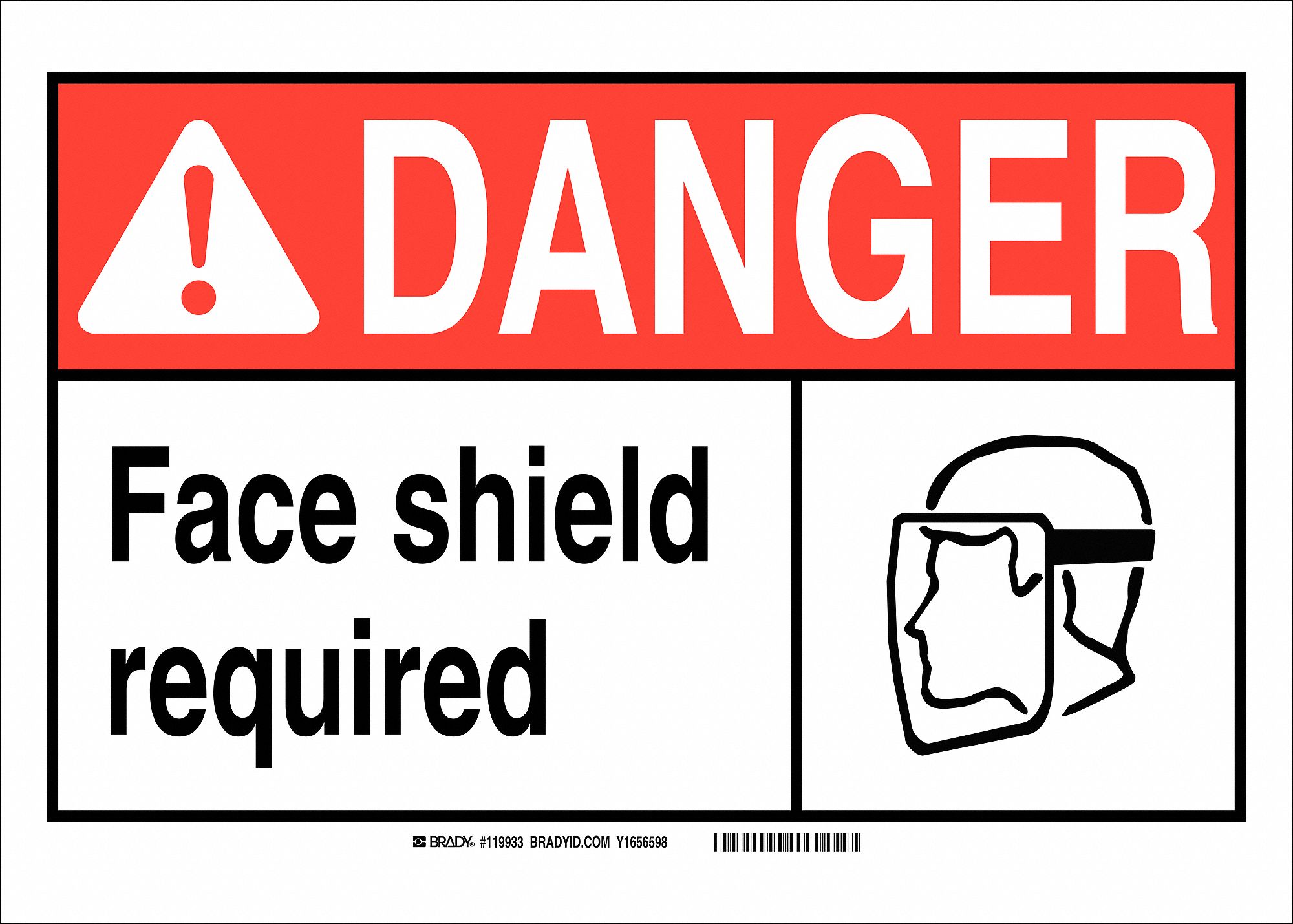 Danger Sign, Face Shield Required, Header Danger, Rectangle, 5 in ...