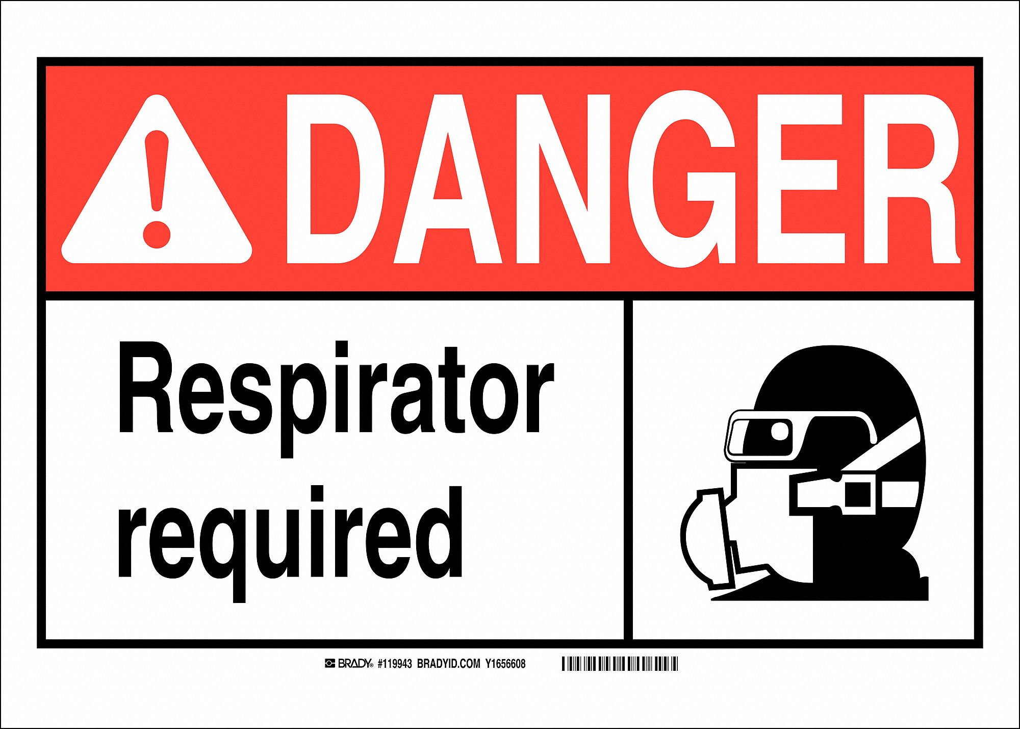Danger Sign, Respirator Required, Header Danger, Rectangle, 7 in Height ...