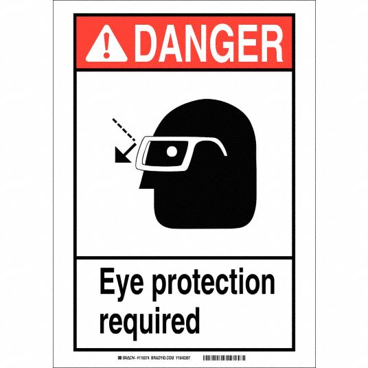 Danger Sign, Eye Protection Required, Header Danger, Rectangle, 10 in ...