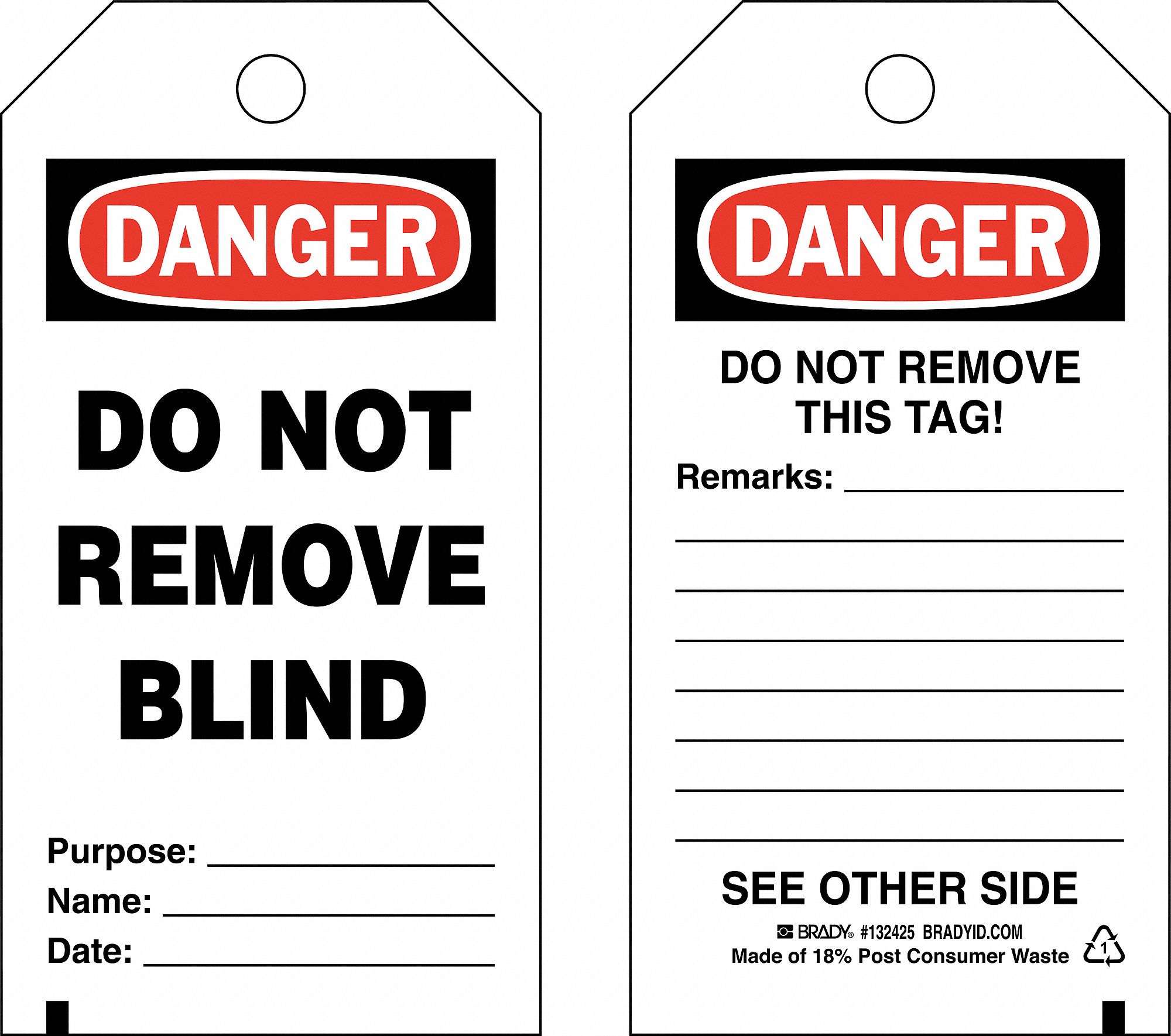 BRADY, Danger, DO NOT REMOVE BLIND PURPOSE___NAME___DATE___, Tags ...