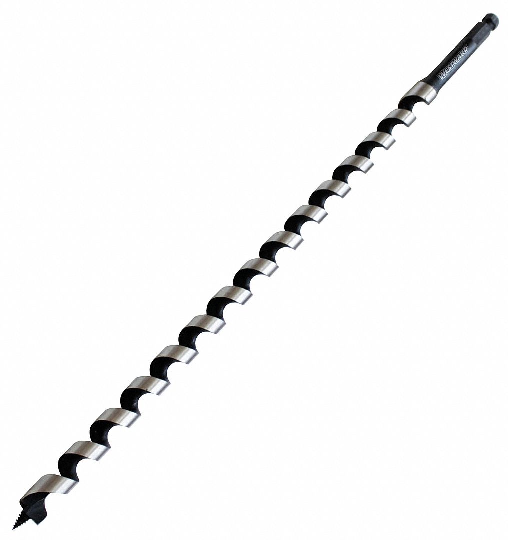 WESTWARD Wood Drilling Bit, Ship Auger Bit, 17 in Length, 7/16 in Shank ...