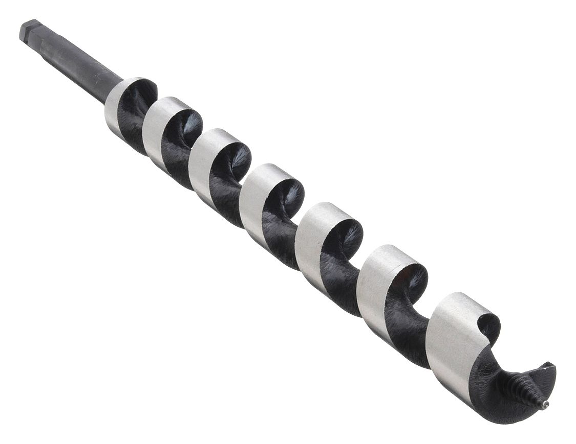 Carbon Steel Wood Drilling Bit, Auger Style, 3/8 in Bit, 17 in Length ...
