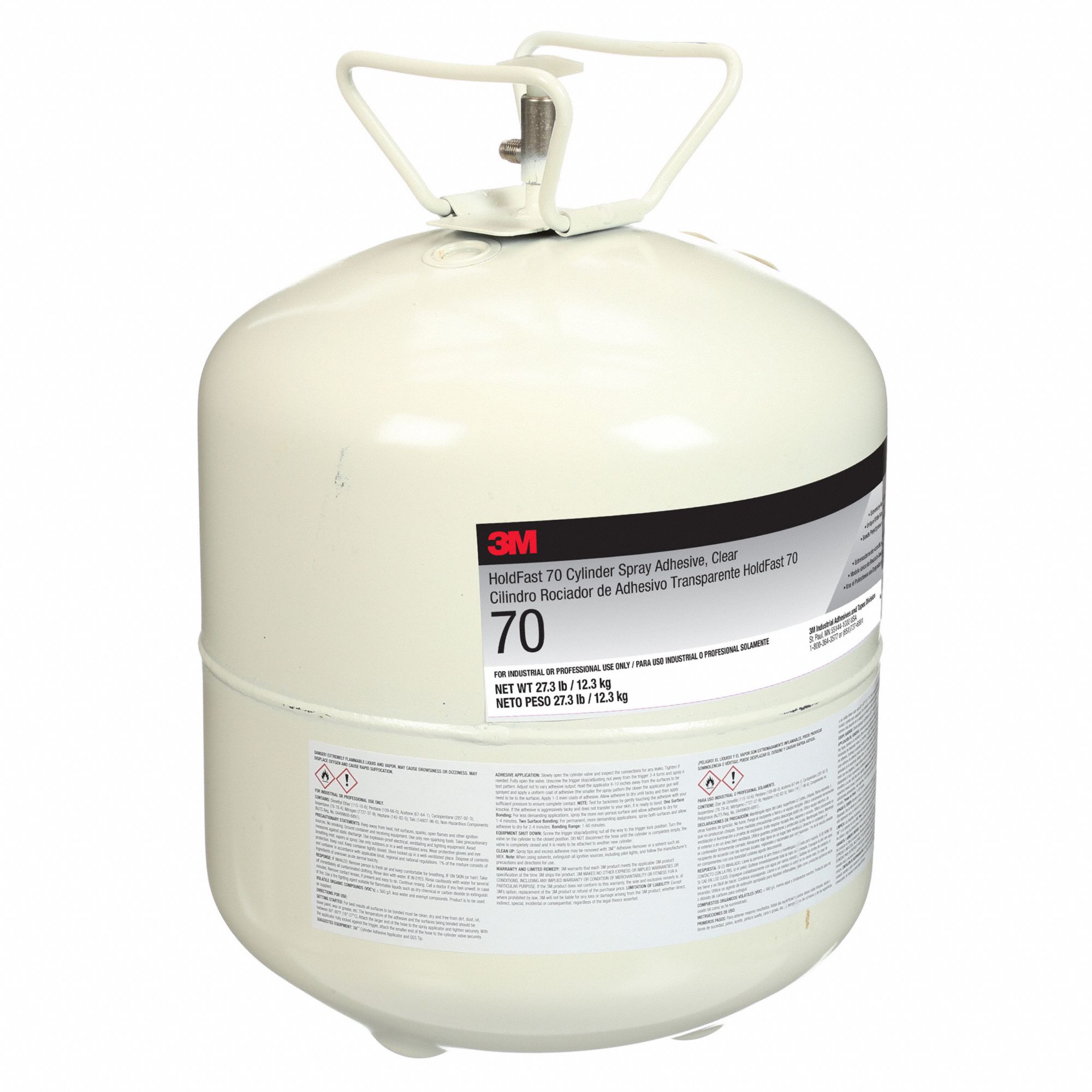 3M Spray Adhesive: HoldFast 70, Gen Purpose, 27.3 lb, Tank, Clear ...