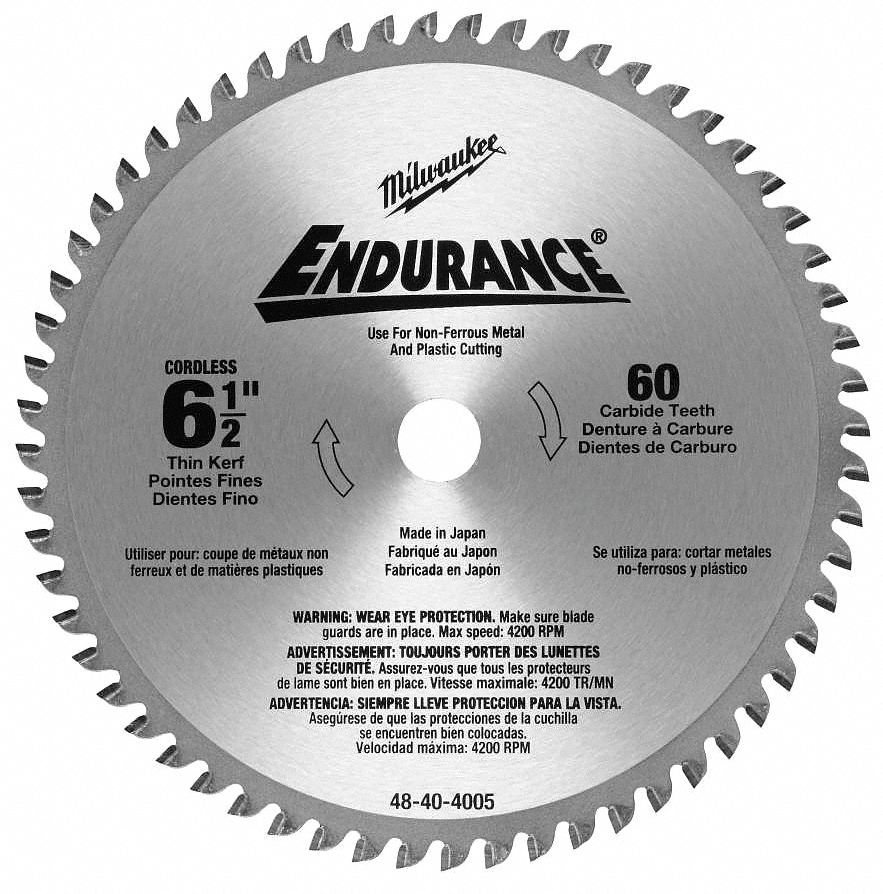 MILWAUKEE, 6 1/2 in Blade Dia., 60 Teeth, Circular Saw Blade - 29UN81 ...