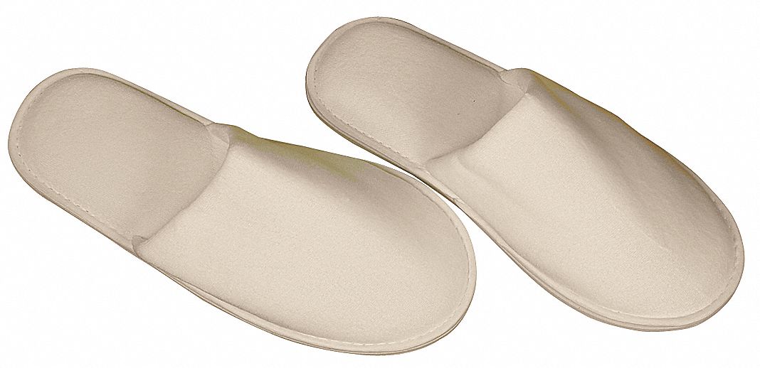 Unisex White Closed Toe Slippers, Size L - Grainger