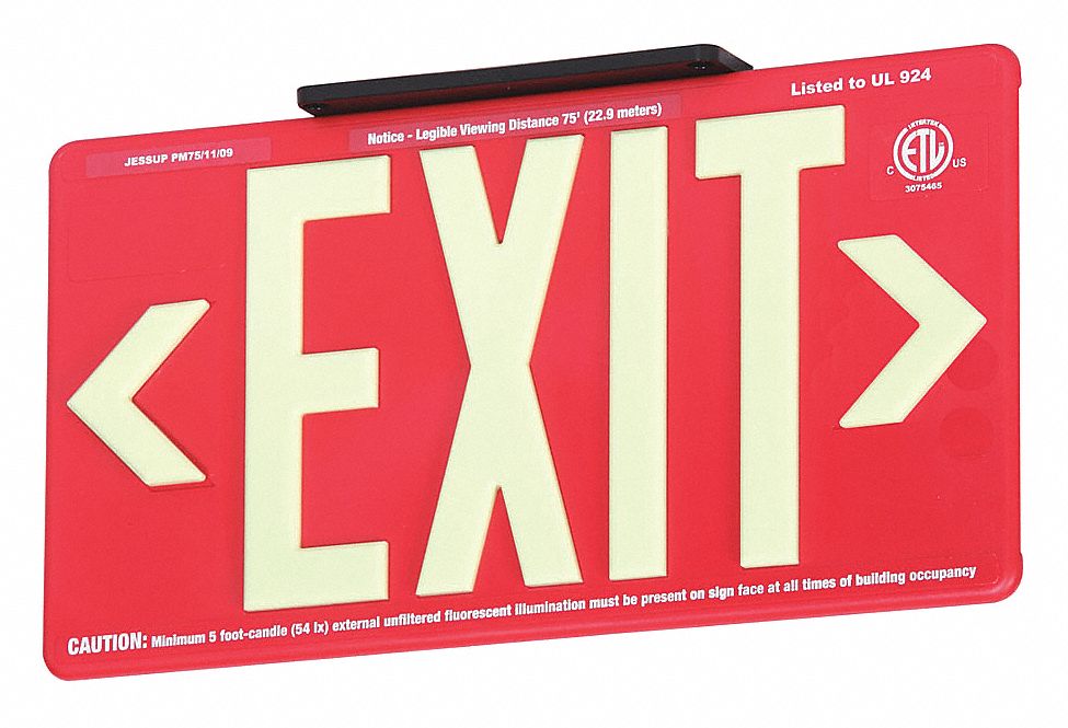 Grainger Approved Exit Sign Exit Double Arrows Sign Header No