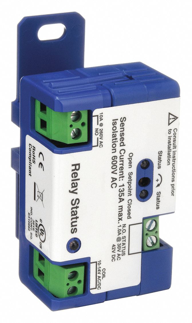 Current Sensing Relay, 12V AC/DC Input or Control Voltage, 10A @ 260V ...