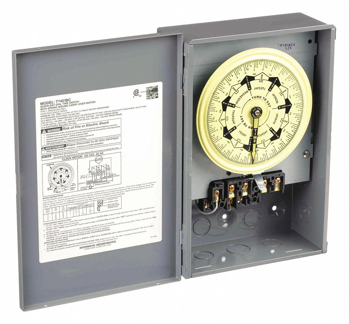 INTERMATIC, 7 day Nominal Max. Time Setting, Steel, Electromechanical ...