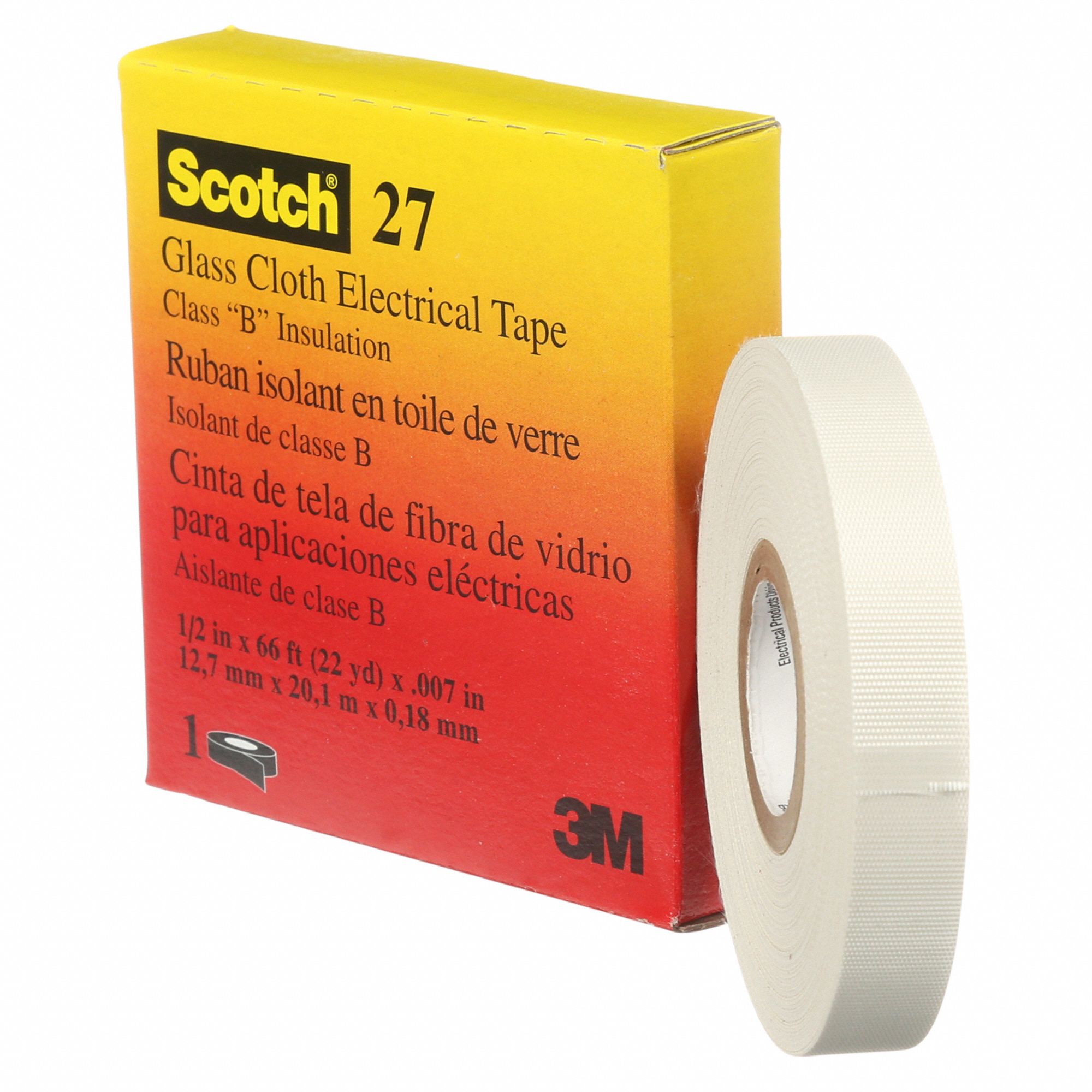 3M Insulating Electrical Tape: Abrasion-Resistant, 3M™, Scotch®, 27, Glass Cloth, 1/2 in x 66 ft ...