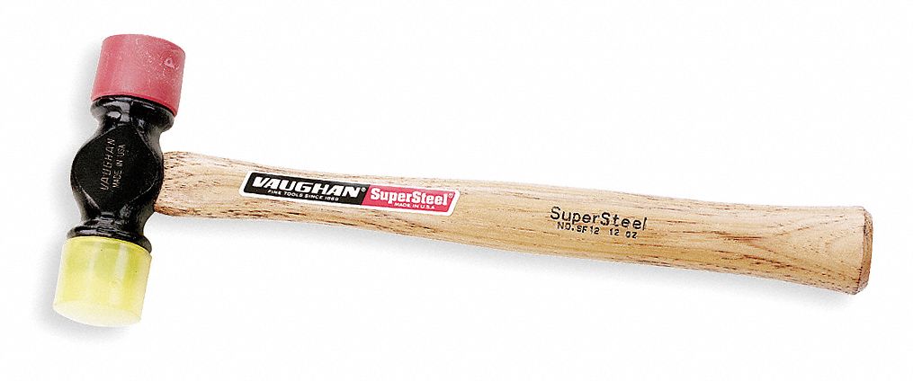VAUGHAN SOFT FACE HAMMER, NYLON, 12 OZ HEAD WT, 1⅜ IN TIP DIA, 13 IN ...