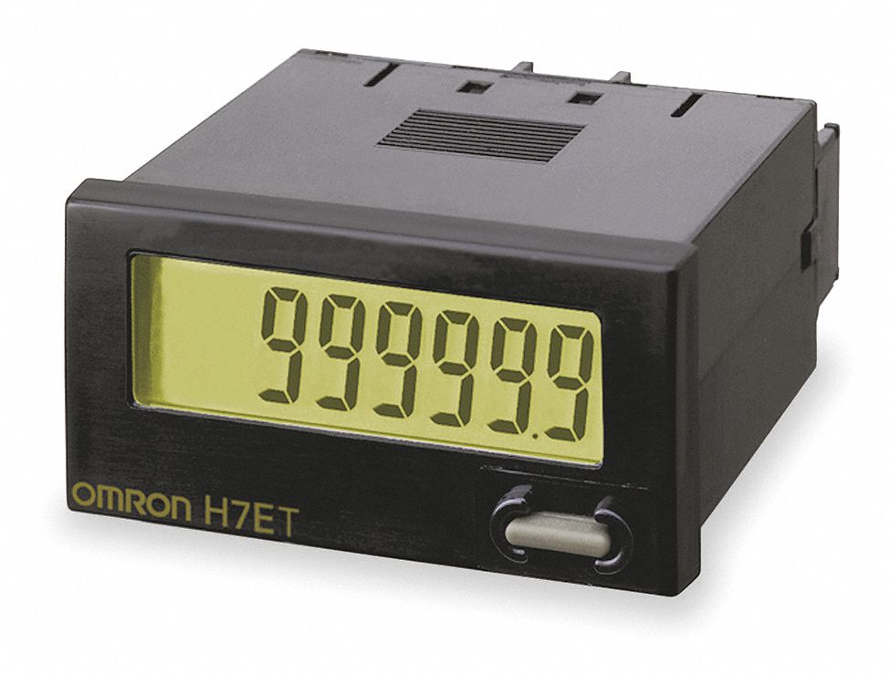 OMRON, Front Panel Mounting, Digital, Hour Meter - 2A543|H7ET-N-B ...