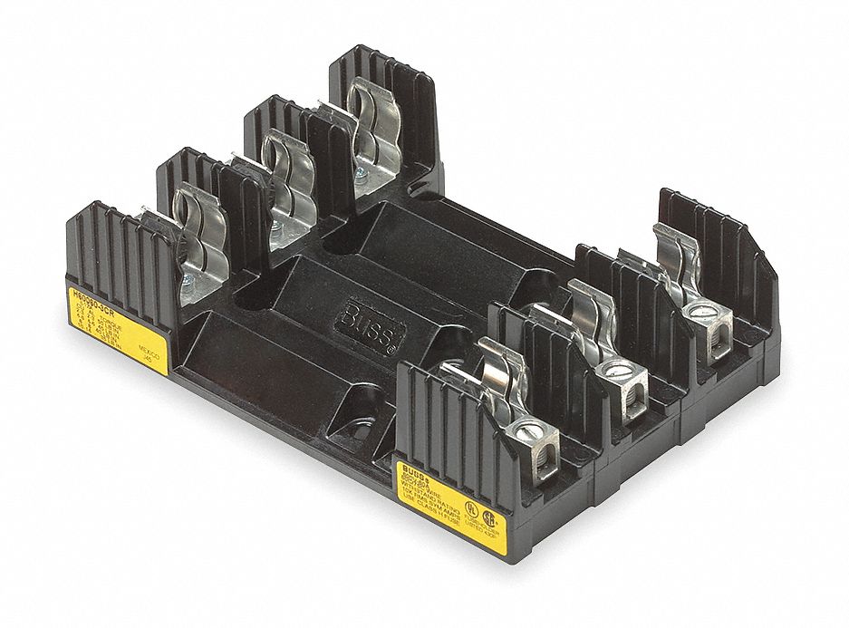 BUSSMANN Fuse Block, Industrial, 60A, 3 Pole - 2A602|H60060-3CR - Grainger