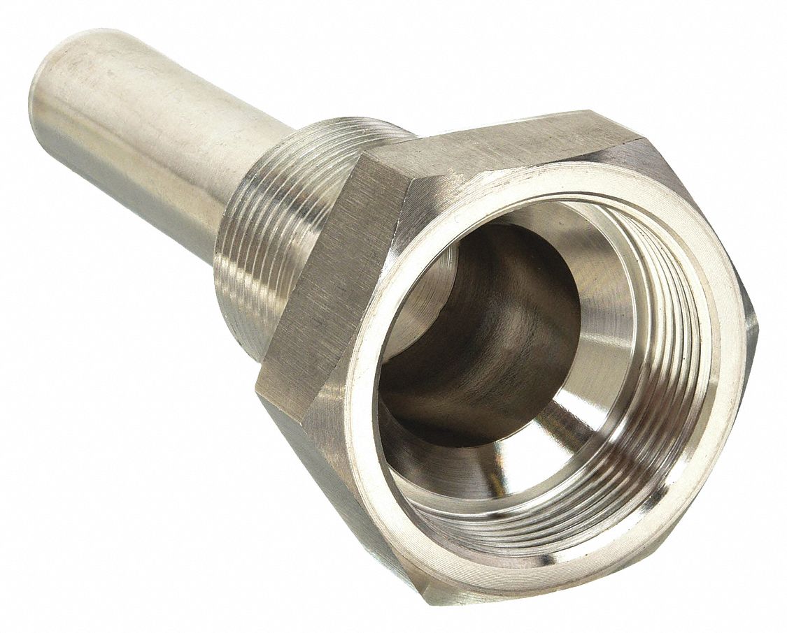 TRERICE, Stainless Steel, For 3 1/2 in Stem Lg, Threaded Thermowell ...