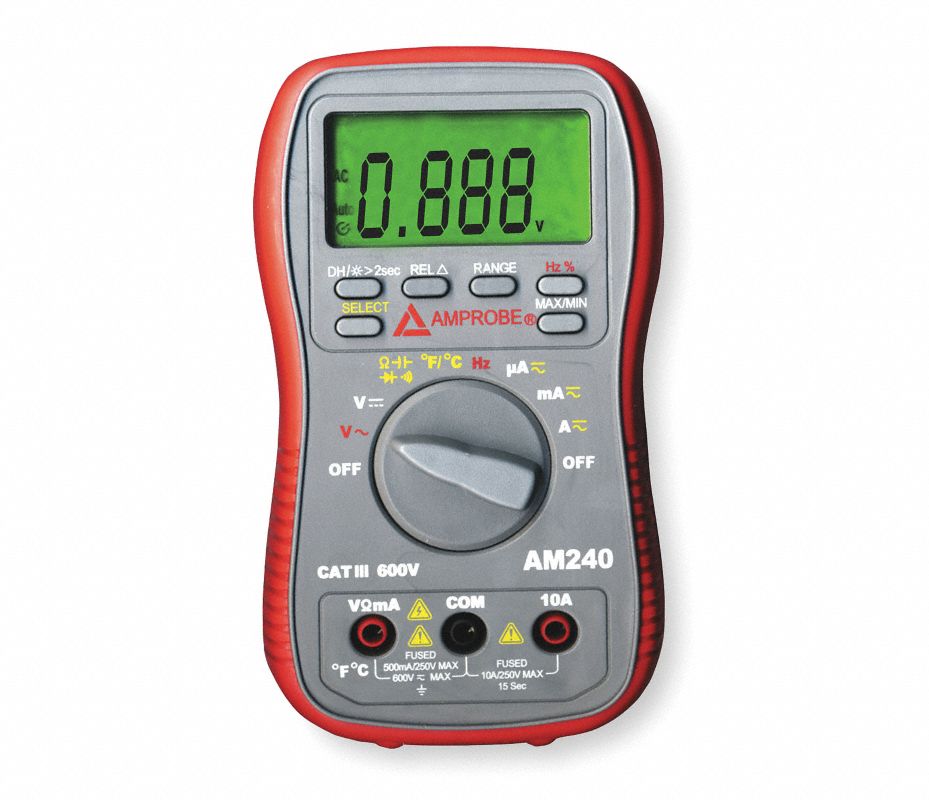 AMPROBE Multímetro Digital 600V 10A conteos - 2AVA2 | AM-240 - Grainger ...