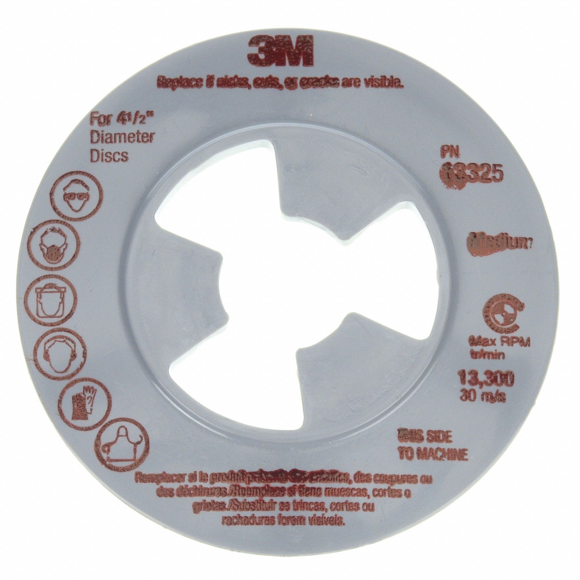 3M Disc Face Plate: 4 1/2 in Dia, Disc Face Plate, Hard, Retainer Nut ...