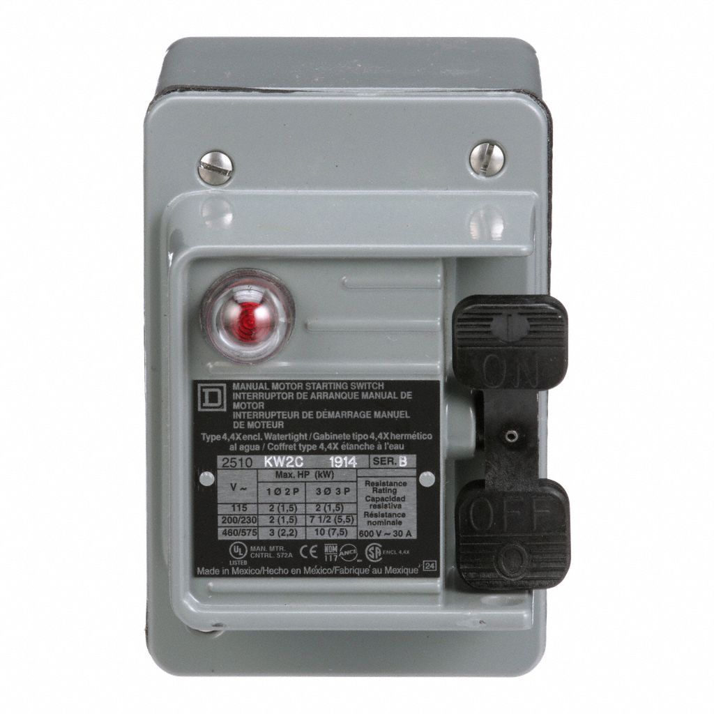 SQUARE D, 3 Poles, 30 A, Manual Motor Switch - 2BW05|2510KW2C - Grainger
