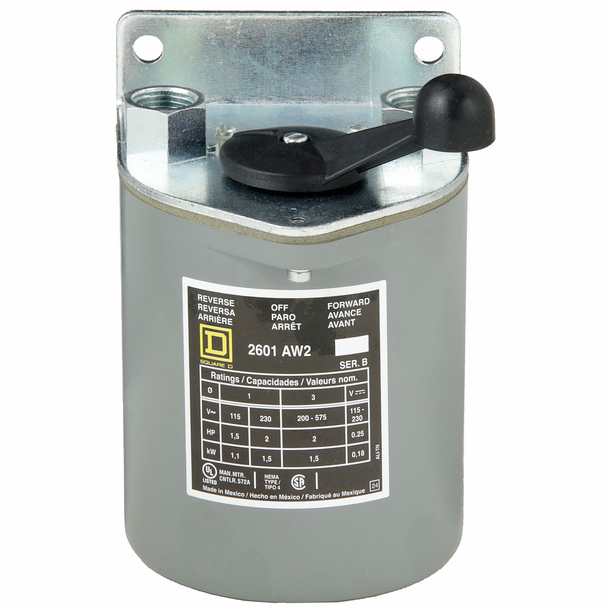 SQUARE D Drum Switch: Maintained/Momentary Reversing, 4, Plastic, 2 hp ...