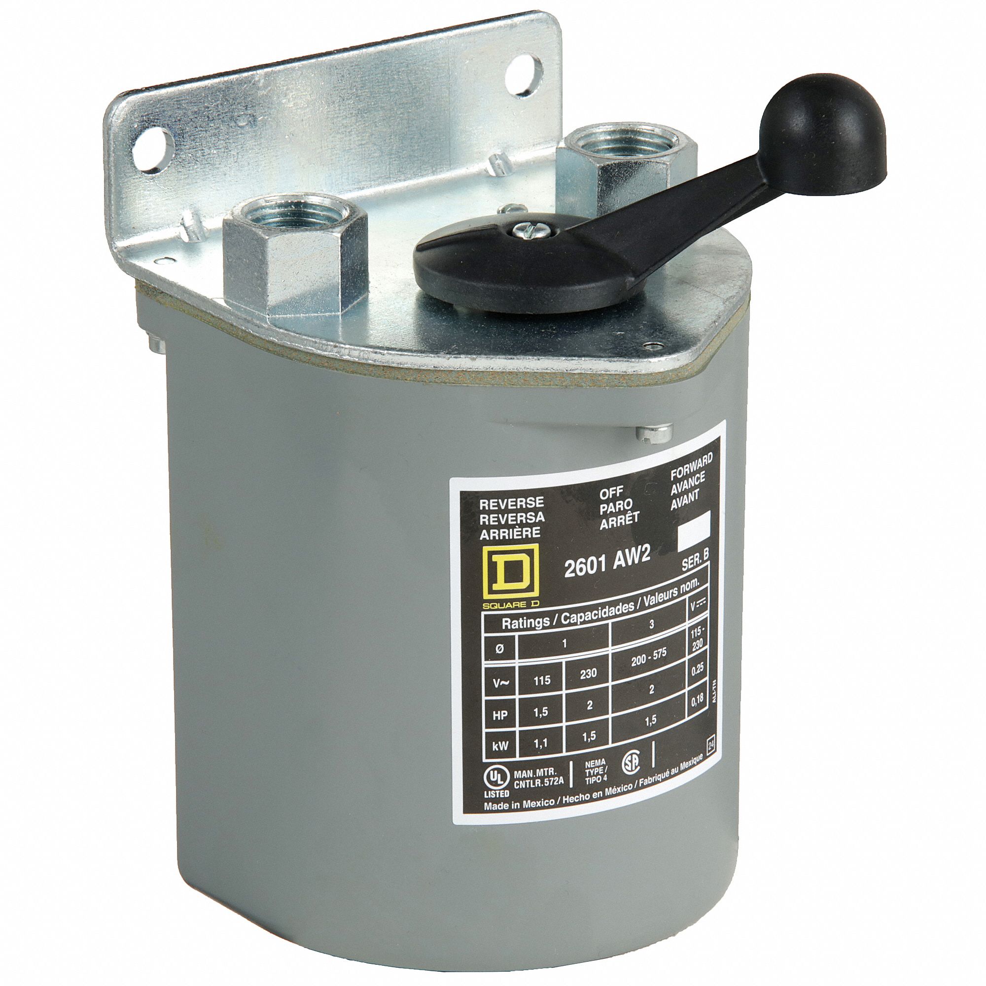 SQUARE D, 3 Pole, Single Phase, Drum Switch - 2BW45|2601AW2 - Grainger