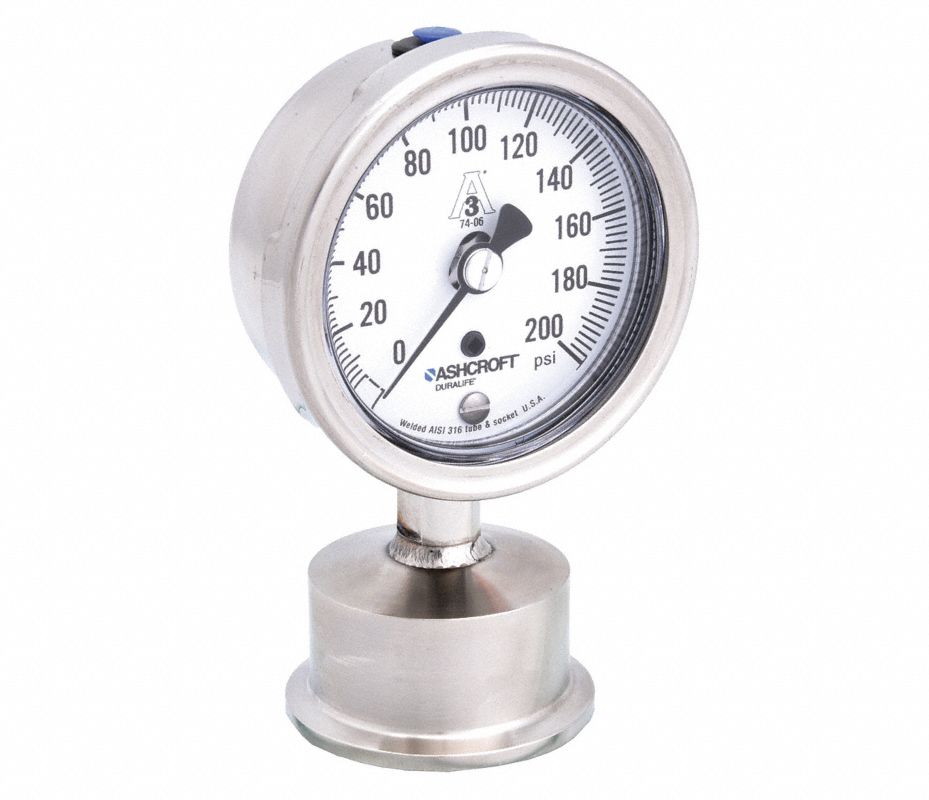 ASHCROFT Manómetro,1-1/2"Triclamp,0 a 200 psi - 2C621 | 25-1032S-15L-200 - Grainger México