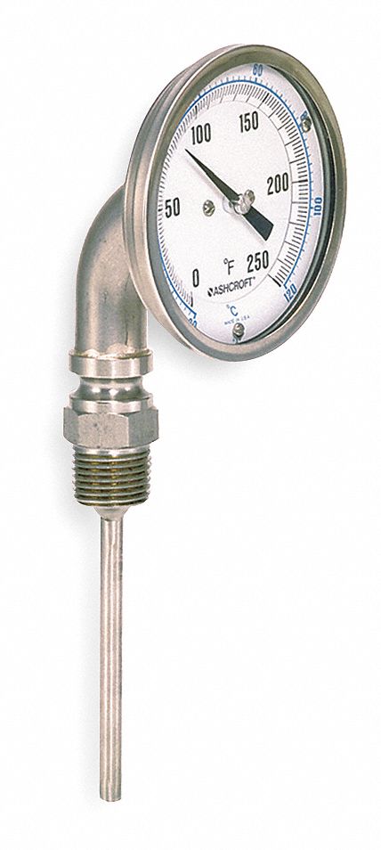 Analog Dial Thermometer, Stem Length 6 in - Grainger