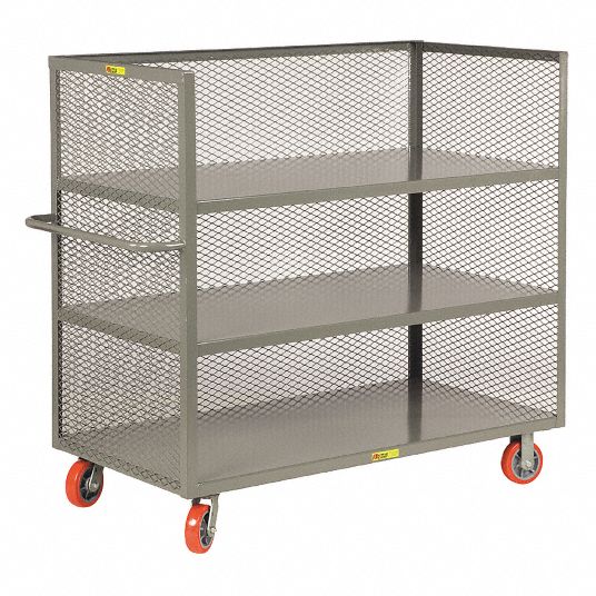 3-Sided Stock Cart, 3600 lb, 3 Number of Shelves, 48 in x 30 in - Grainger