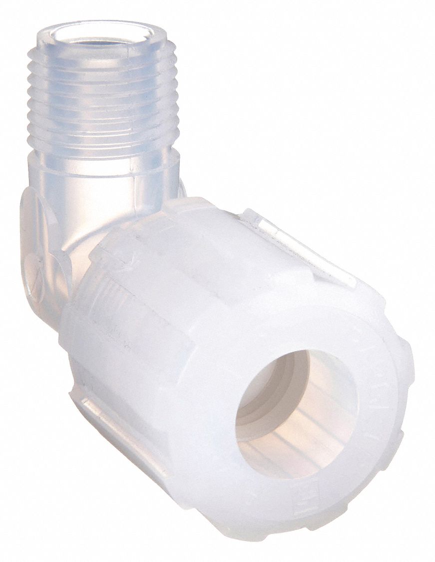 PARGRIP PFA, PTFE, ETFE Compresión Codo, 90°, 1/4" Tamaño del Tubo ...