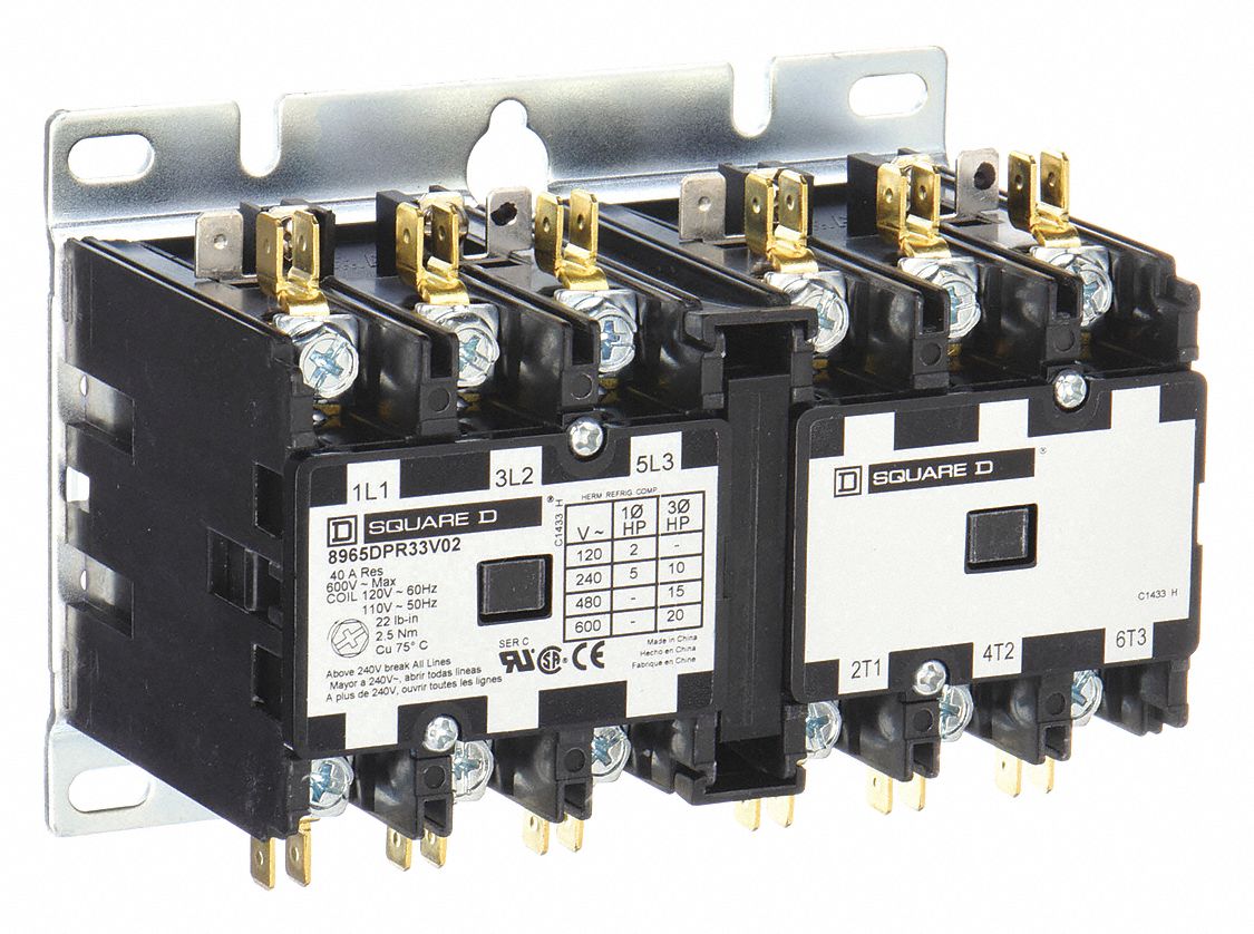 SQUARE D, 3 Poles, 120V AC, Hoist Contactor - 2CG12|8965DPR33V02 - Grainger
