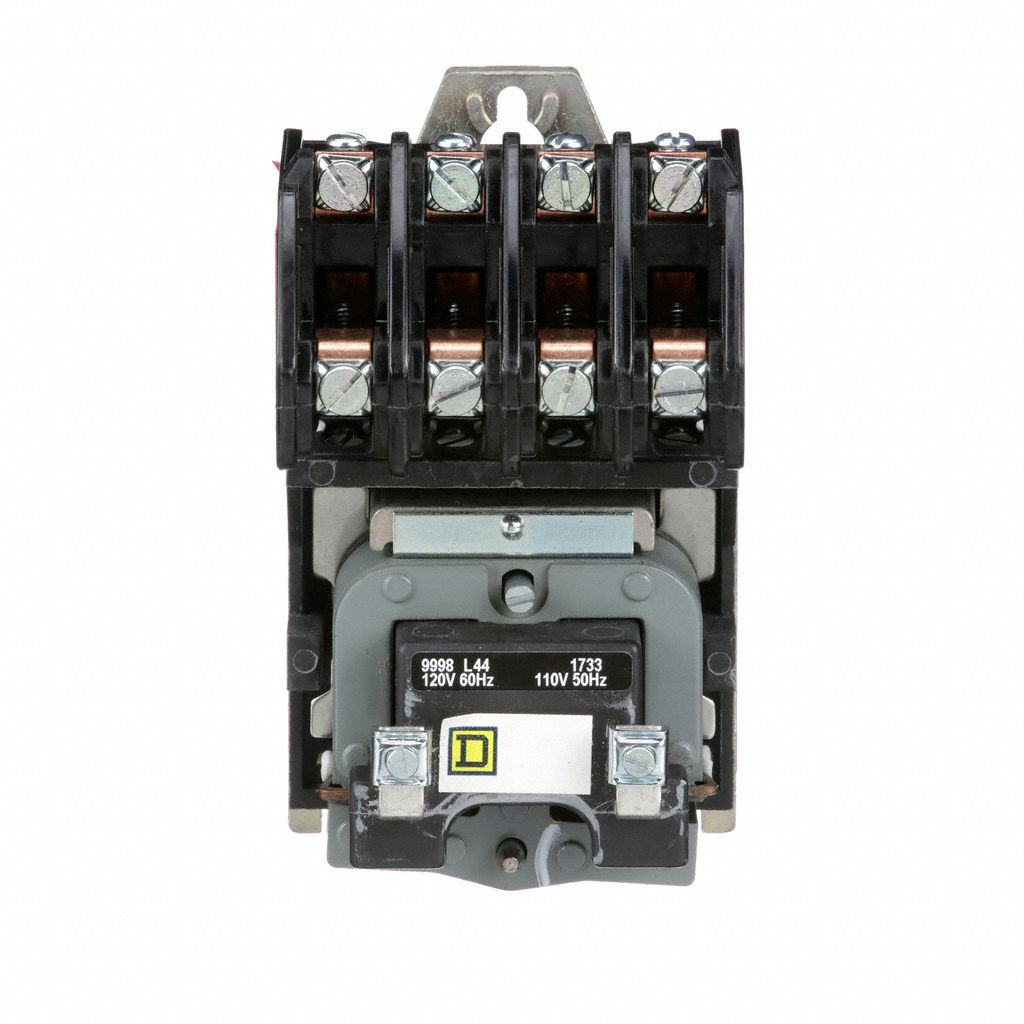 SQUARE D Lighting Magnetic Contactor: 4 Poles, 120V AC, 30 A Full Load ...