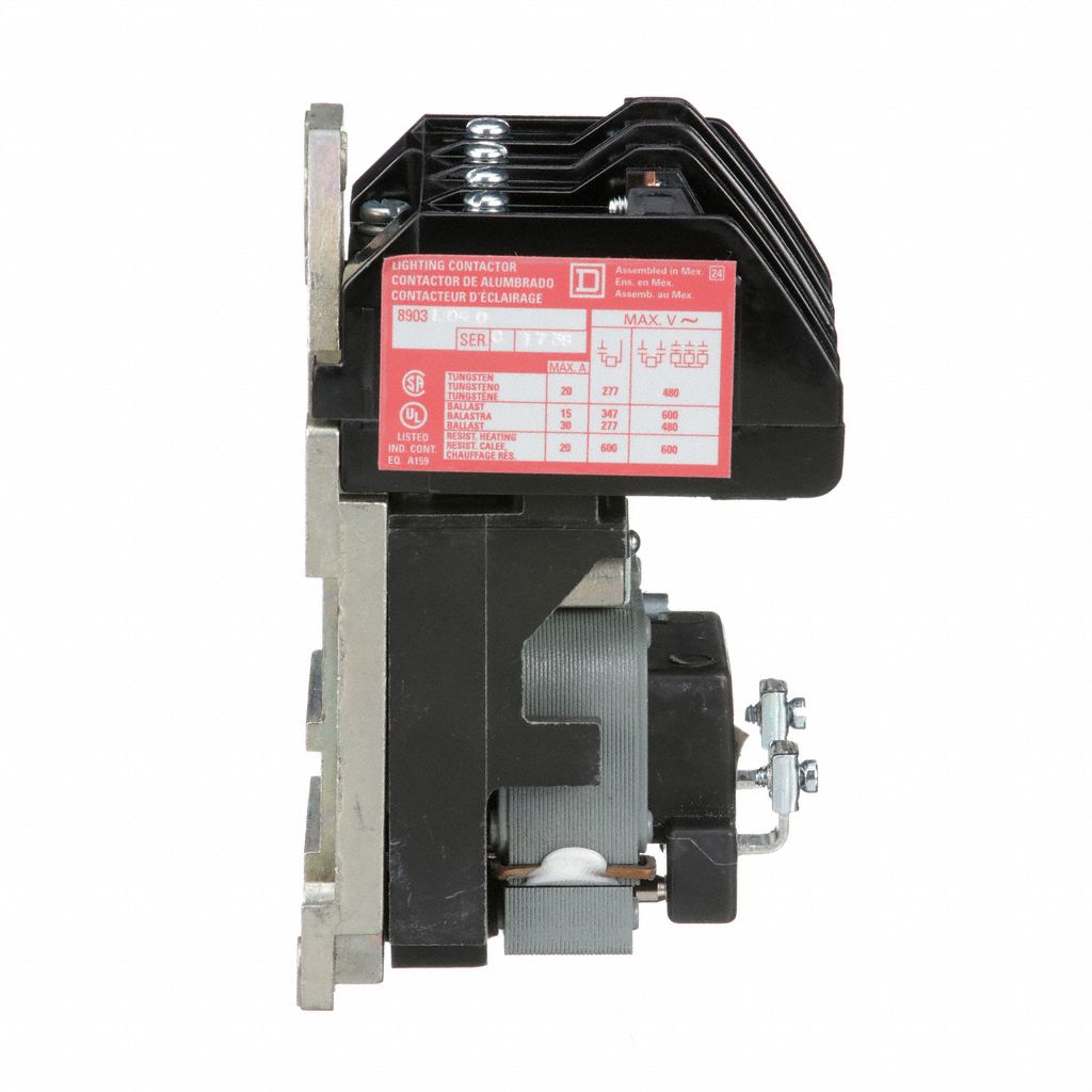 SQUARE D Lighting Magnetic Contactor: 4 Poles, 277V AC, 30 A Full Load ...