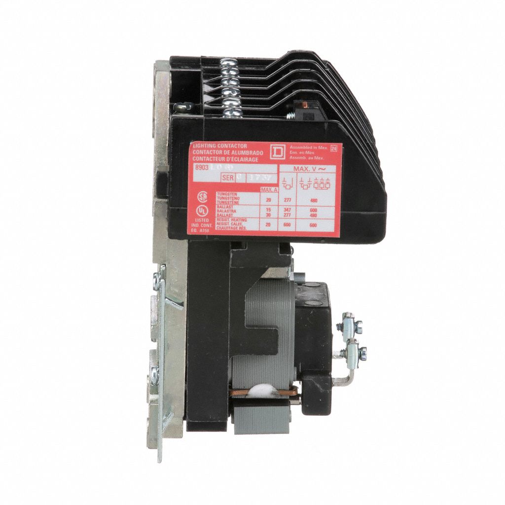 SQUARE D Lighting Magnetic Contactor: 6 Poles, 277V AC, 30 A Full Load ...