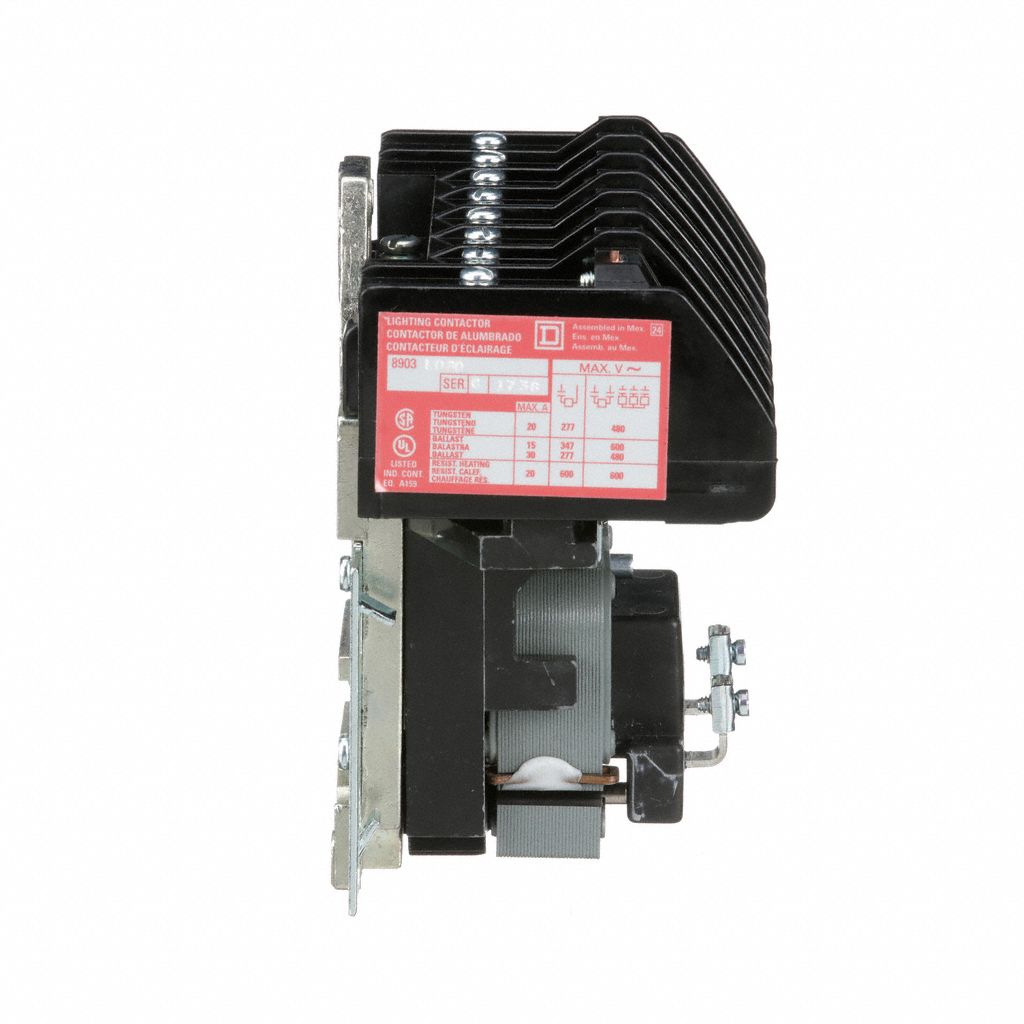 SQUARE D Lighting Magnetic Contactor: 8 Poles, 277V AC, 30 A Full Load ...