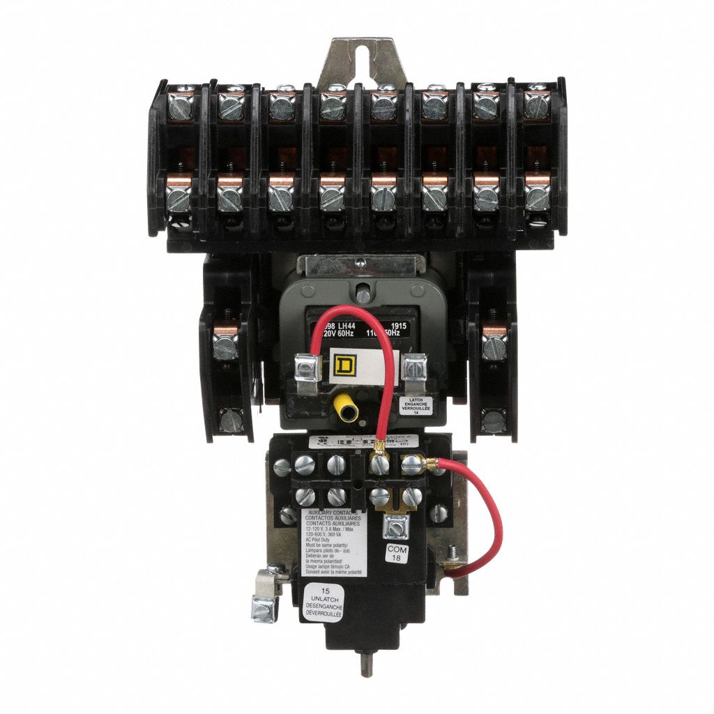 SQUARE D Lighting Magnetic Contactor: 10 Poles, 120V AC, 30 A Full Load ...