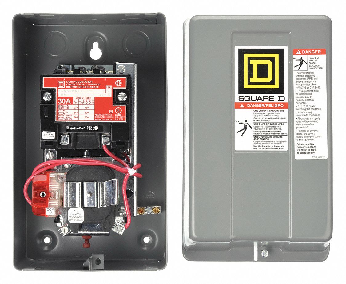 SQUARE D, 3 Poles, 120V AC, Lighting Magnetic Contactor - 2CG93 ...