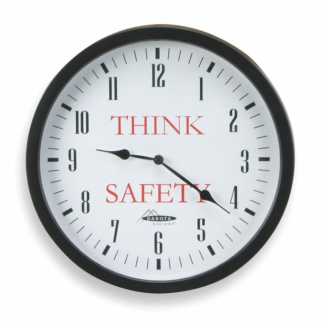 14 3/8 in Round Arabic Analog Clock Metal Frame - Grainger