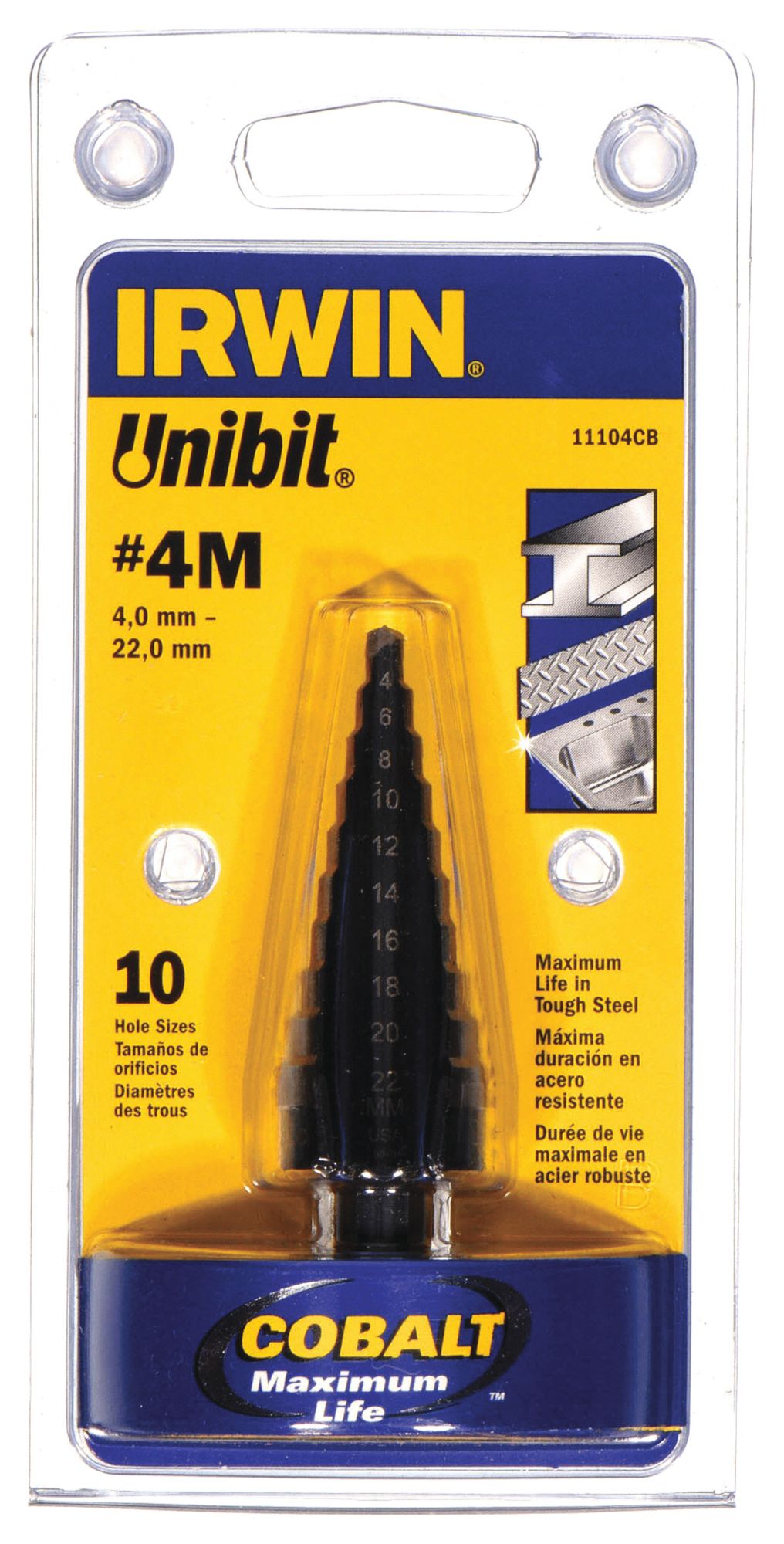 IRWIN, 4 mm to 22 mm, Black Oxide, Step Drill Bit - 2CJT4|11104cb ...