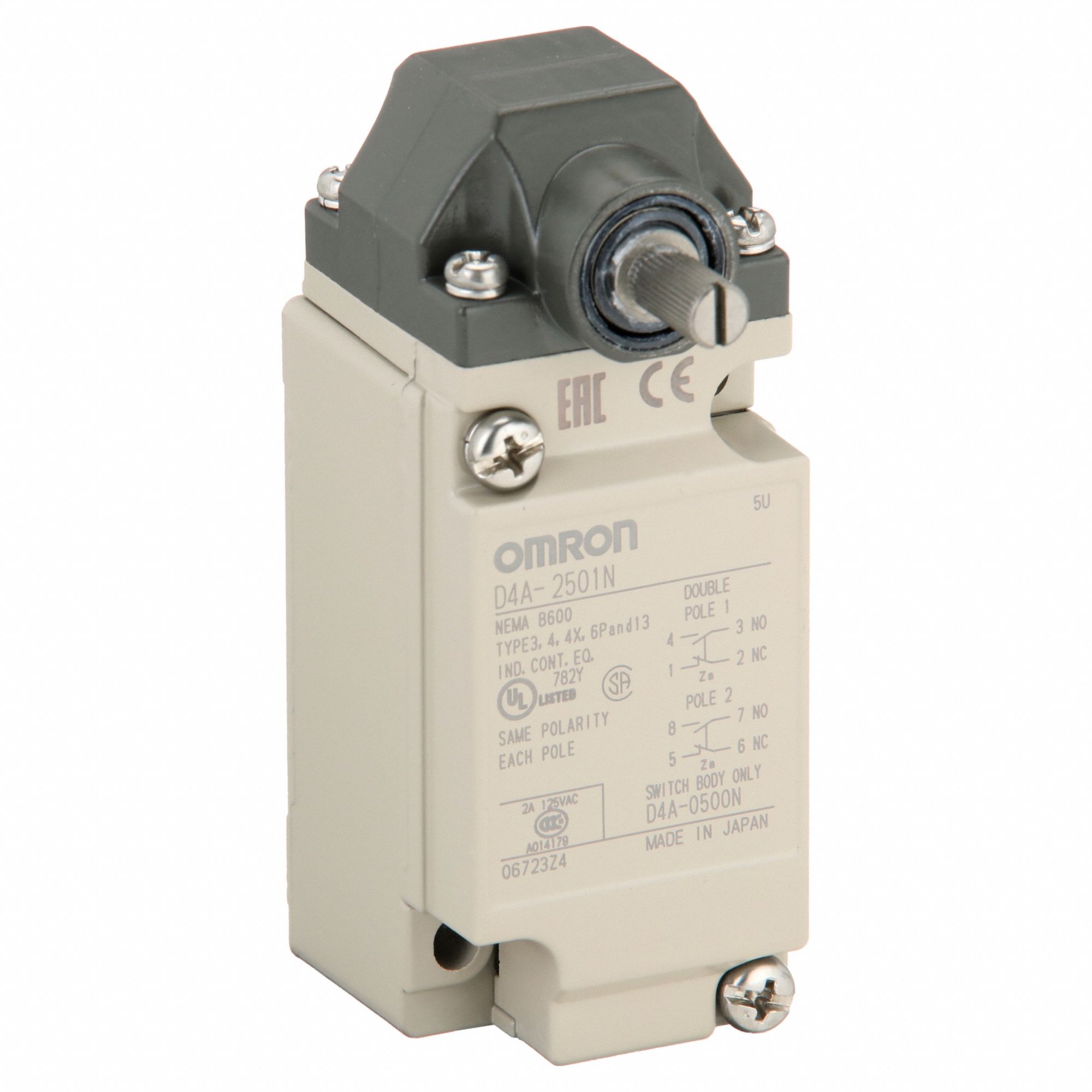OMRON, Roller Arm Plunger, Metallic, Plug-In Limit Switch - 2CLR9|D4A2501N - Grainger