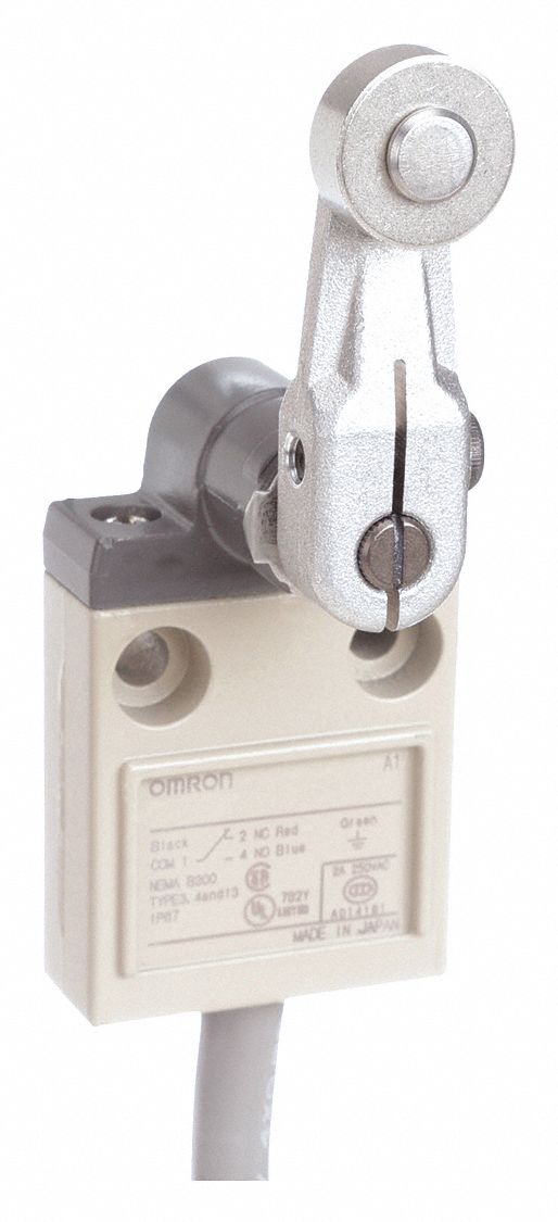 OMRON, 25 mm Mounting Hole Vertical Center to Center Distance, 38°, Roller Lever Plunger Limit ...
