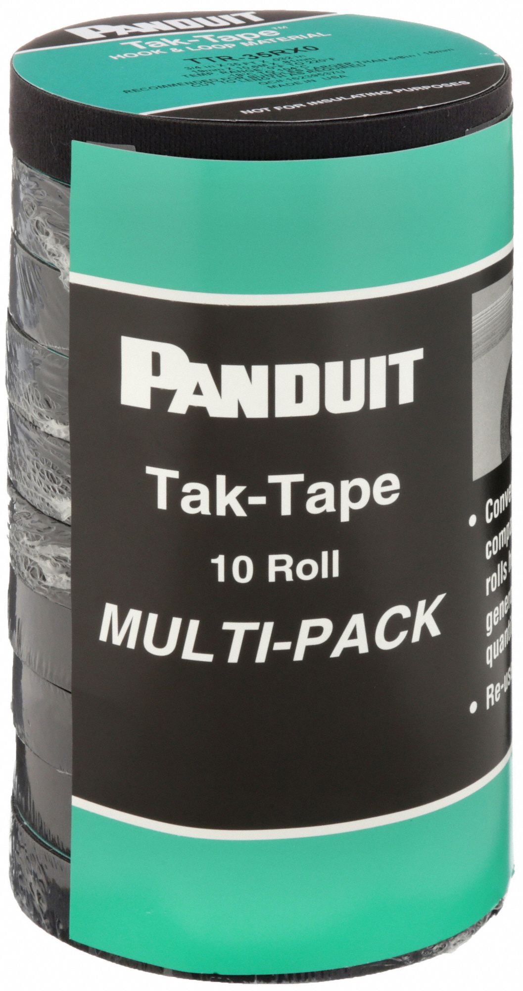 PANDUIT Hook-and-Loop Cable Tie Roll: 35 ft Lg, 0.75 in Wd, 40 lb ...
