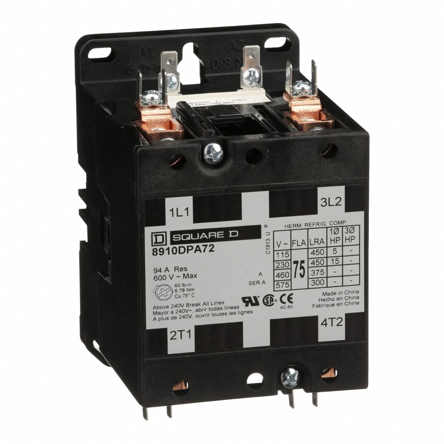 SQUARE D, 2 Poles, 208-240V AC, Definite Purpose Magnetic Contactor ...