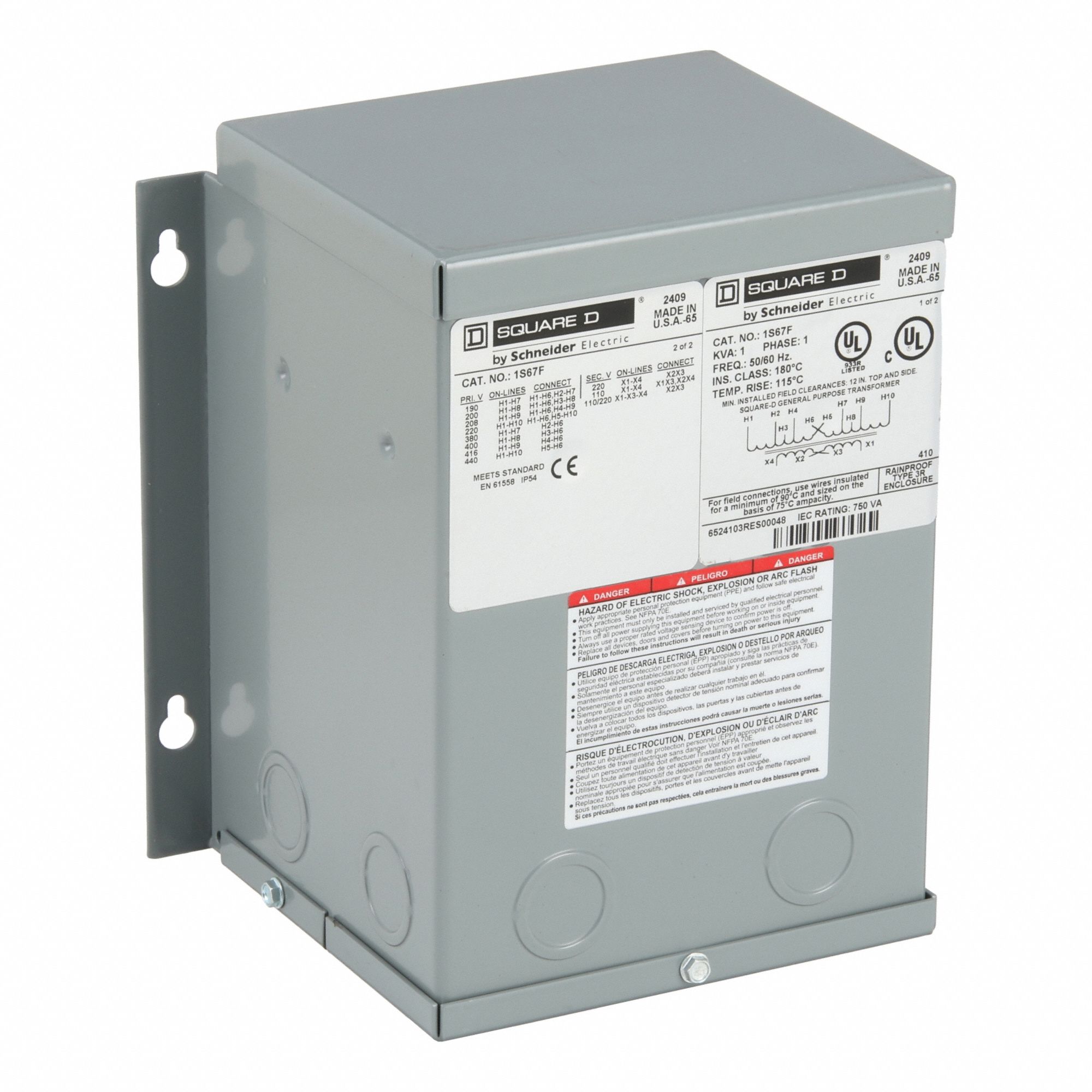 SQUARE D, 110V AC/220V AC, Wall, Dry Type Power Distribution ...