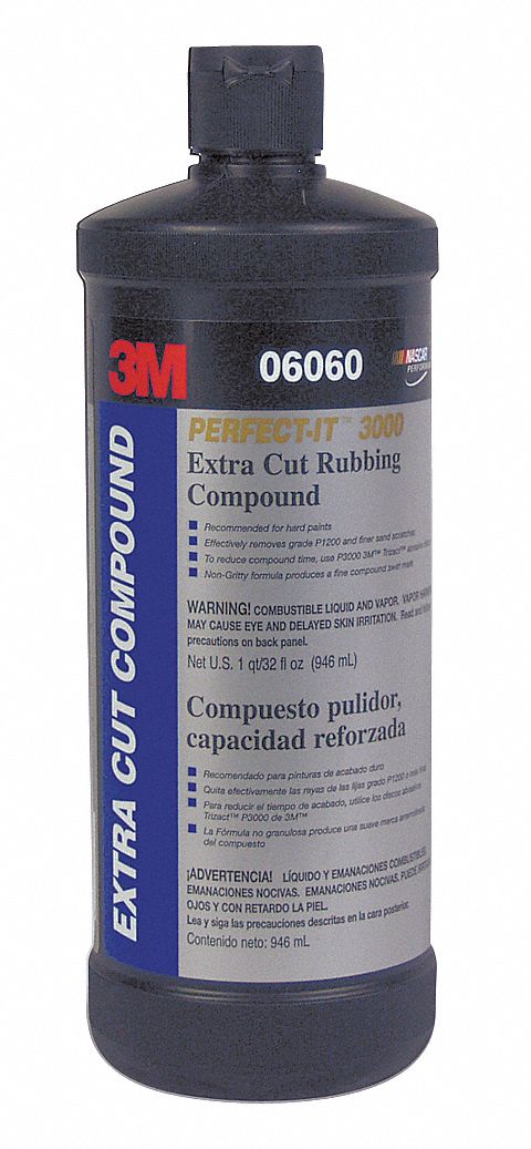 Abrasive Compound, Extra Cut 3000, 1 Qt., Plastic Bottle, Thick Liquid ...