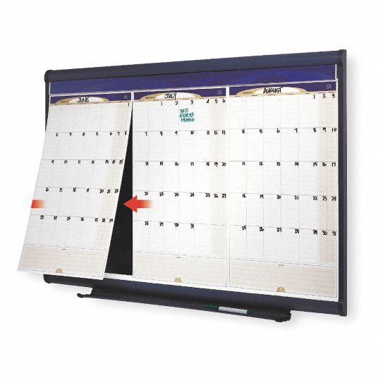 Gloss Calendar Planning Board, 24 inH x 36 inW, White - Grainger
