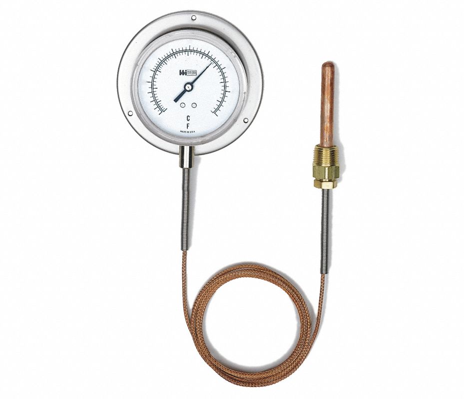 WEISS Termómetro,Análogo,Cobre,1/2" NPT,60" L - Termómetros con ...
