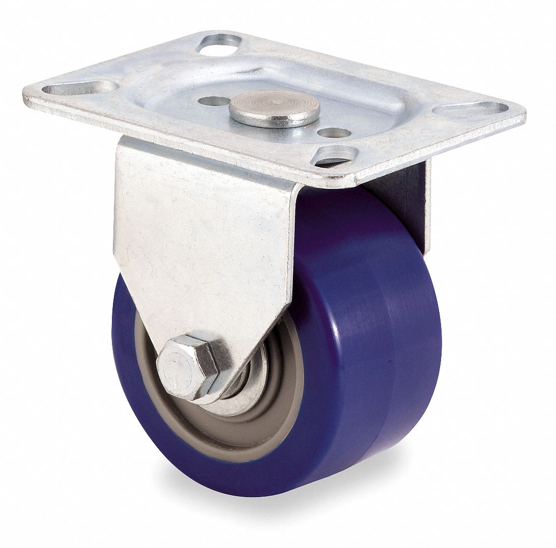 Plate Caster, Rigid, Polyurethane, 450 lb, 3 in Wheel Dia. - Grainger