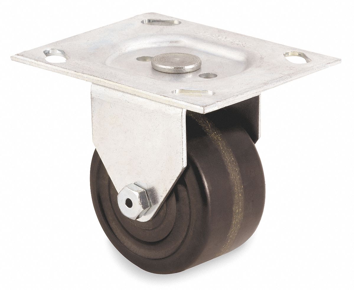 E.R. WAGNER Plate Caster, Rigid, Phenolic, 500 lb, 3 in Wheel Dia ...