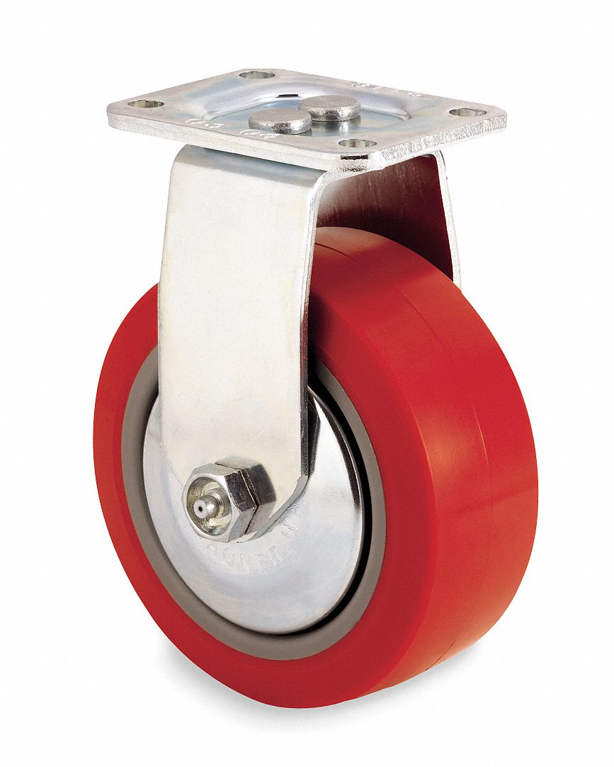 Plate Caster, Rigid, Polyurethane, 600 lb, 4 in Wheel Dia. - Grainger