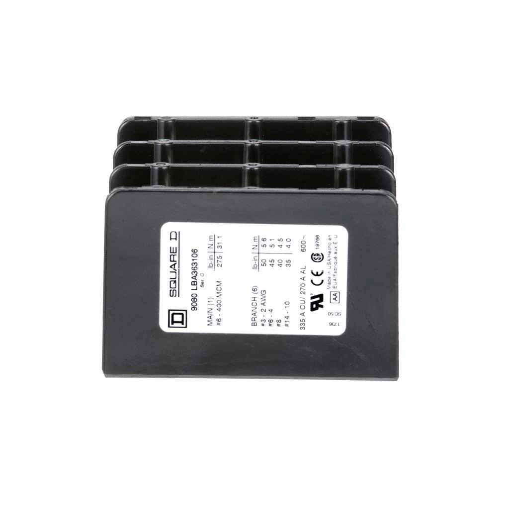 SQUARE D Power Distribution Block: 3 Poles, Surface Mount - 2DD70 ...