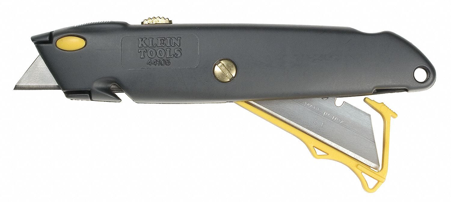 Utility Knife, Black, Steel, 6 3/8 in Overall Length, Number of Blades ...