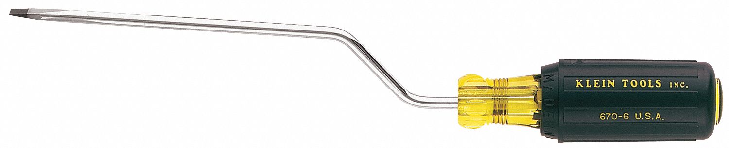 KLEIN TOOLS, Steel, 1/4 in Tip Size, Offset Slotted Screwdriver - 2DGC4 ...