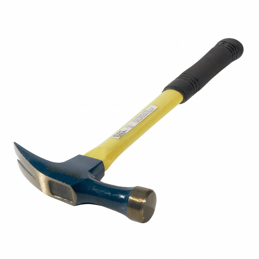 KLEIN TOOLS Straight Claw Hammer: Steel, Textured Grip, Fiberglass ...